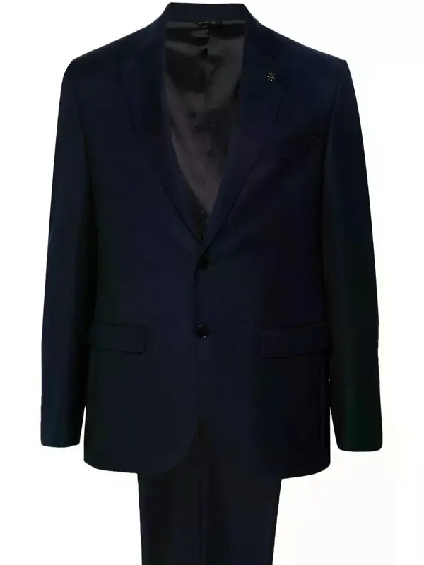 MANUEL RITZ Patterned-jacquard Suit - Blue