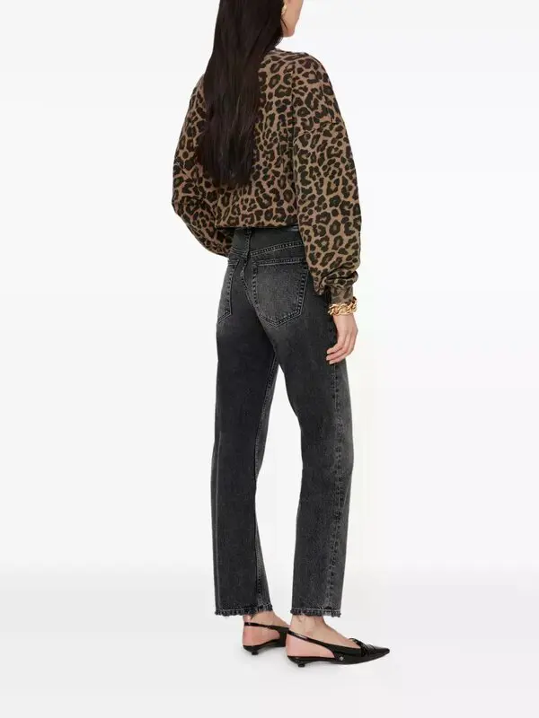 ANINE BING Leopard Print Cotton Sweatshirt - Brown