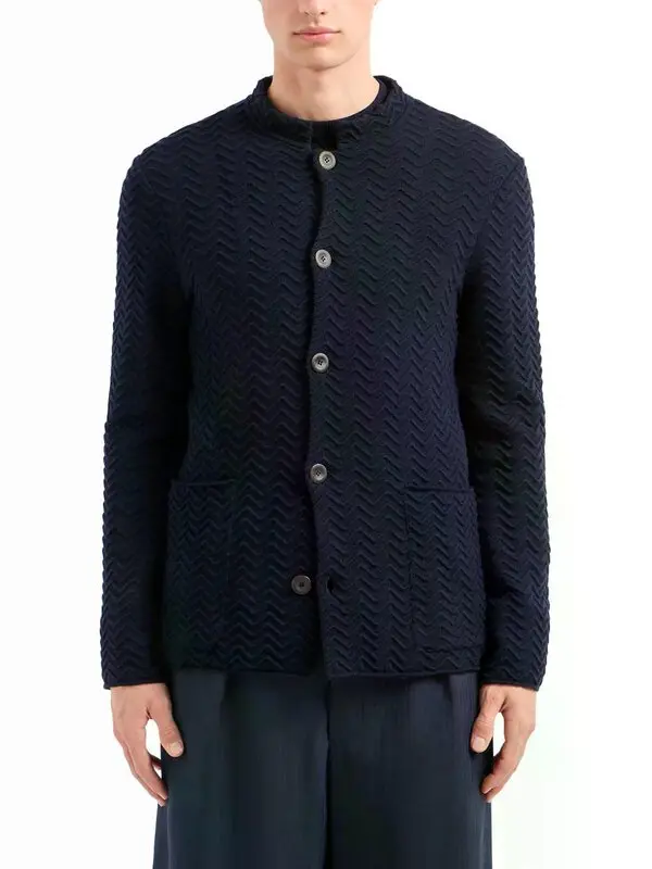 Giorgio Armani Zigzag-embroidered Buttoned Cardigan