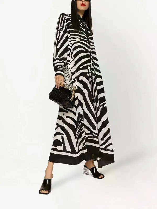 Dolce & Gabbana Zebra-print Crepe-de-chine Caftan