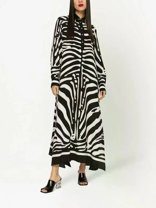 Dolce & Gabbana Zebra-print Crepe-de-chine Caftan