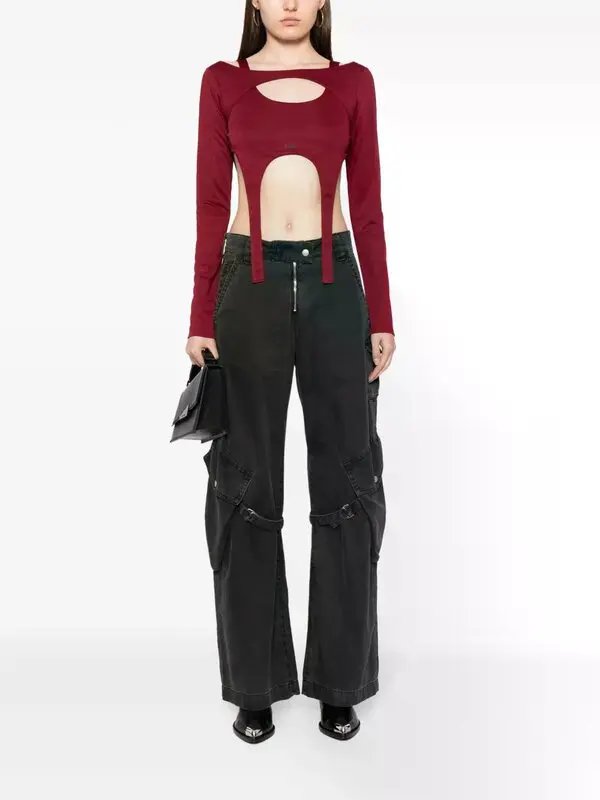 HELIOT EMIL Long-sleeved Cropped Top - Red