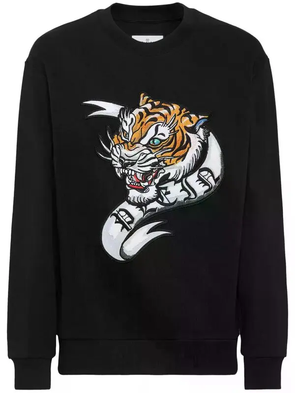 Philipp Plein Tattoo Print Cotton Sweatshirt - Black