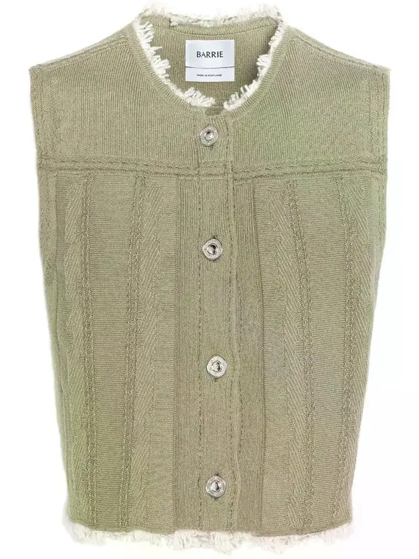 BARRIE Panelled Frayed Denim Vest - Green
