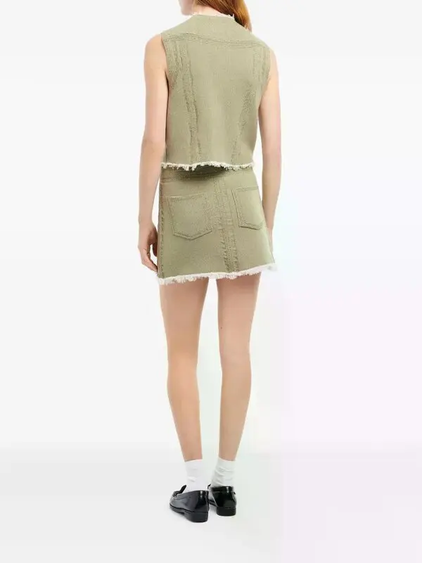 BARRIE Panelled Frayed Denim Vest - Green