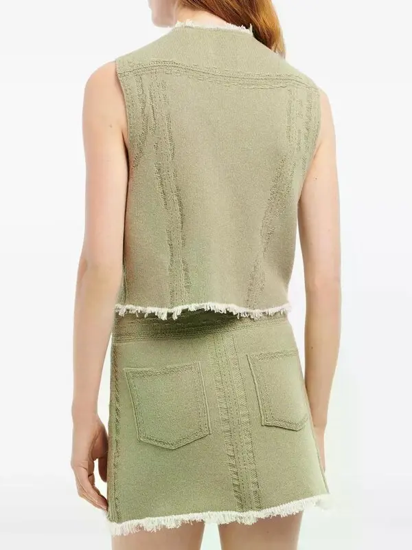 BARRIE Panelled Frayed Denim Vest - Green