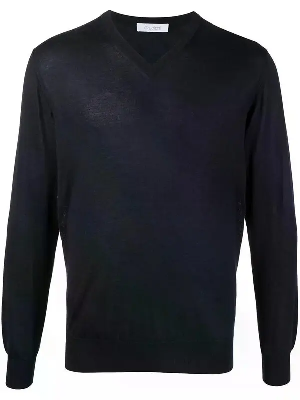 CRUCIANI Long-sleeve V-neck Jumper - Blue