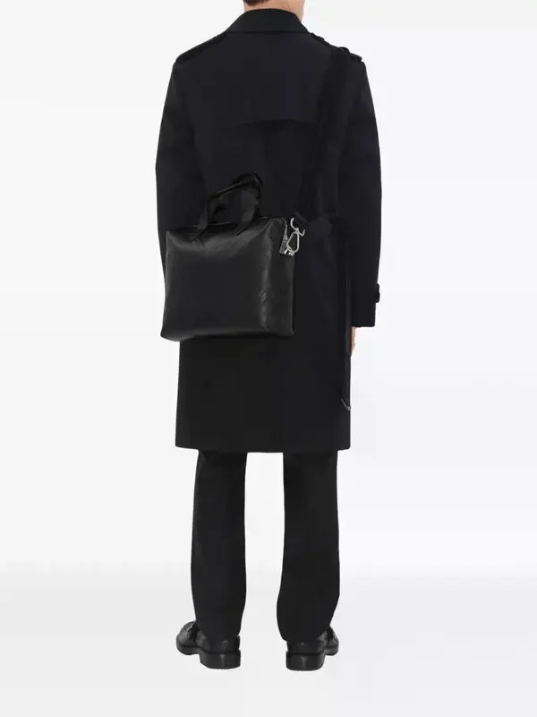 Burberry Check Embossed Leather Briefcase