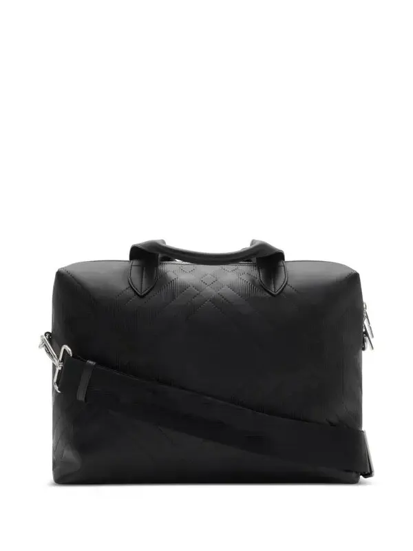 Burberry Check Embossed Leather Briefcase