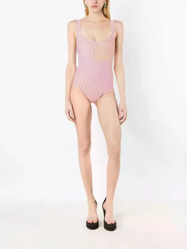 AMIR SLAMA Gingham-check Pattern Swimsuit