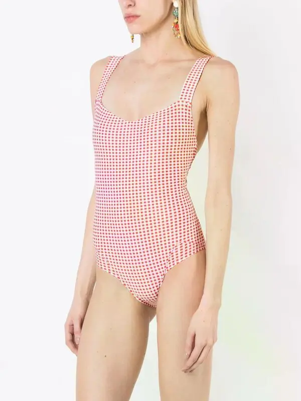 AMIR SLAMA Gingham-check Pattern Swimsuit