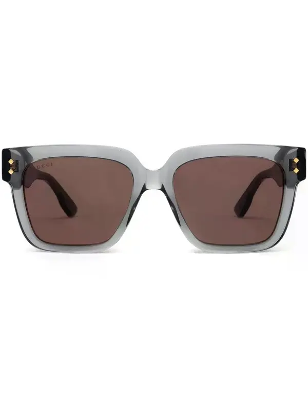 Gucci Logo-print Square-frame Sunglasses - Grey