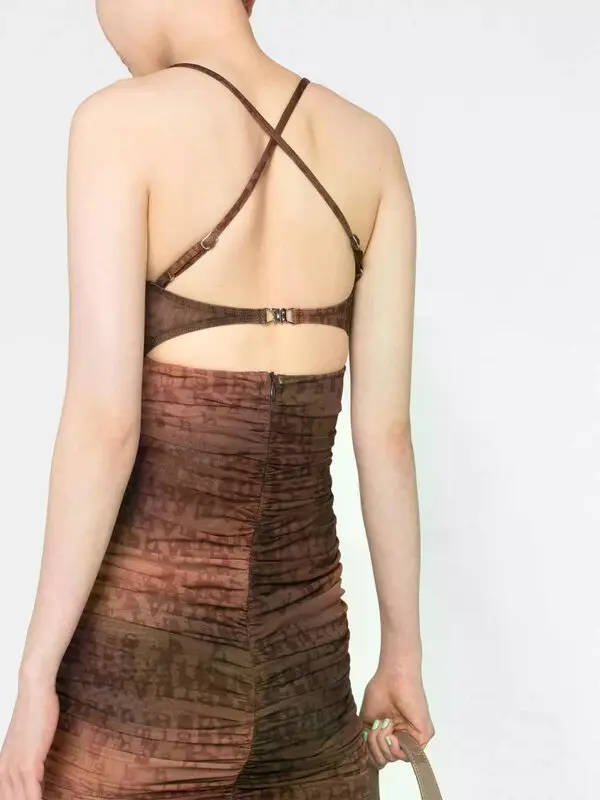 MISBHV Letter-print Ruched Mini Dress