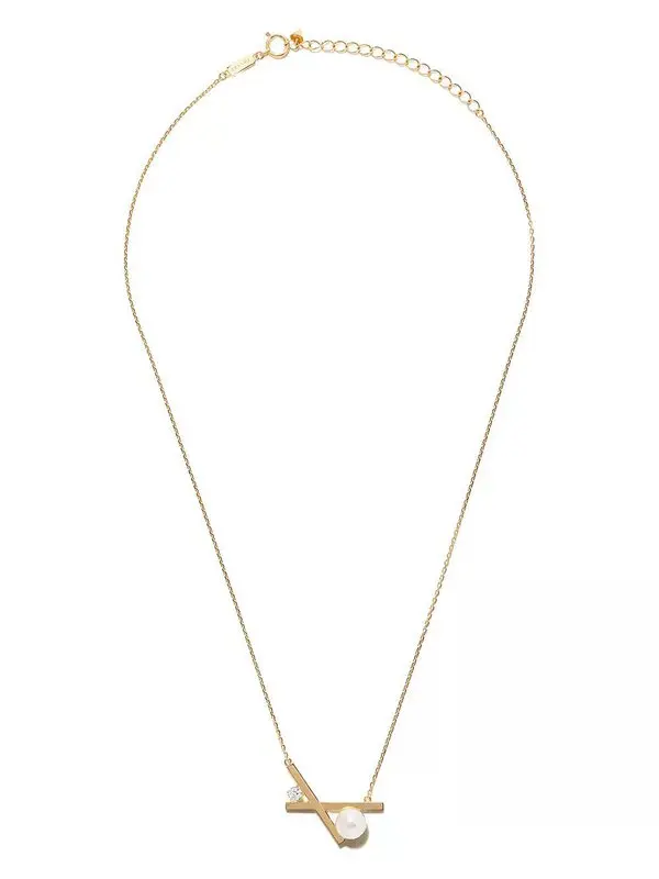 TASAKI Collection Line Balance Cross Pendant Necklace - Gold