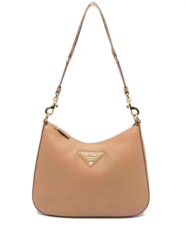 Prada Logo-embossed Leather Shoulder Bag - Brown