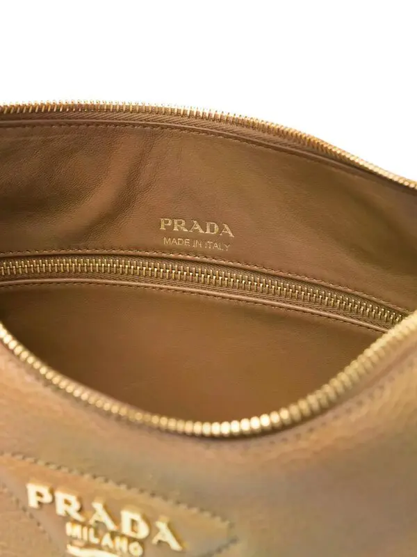 Prada Logo-embossed Leather Shoulder Bag - Brown