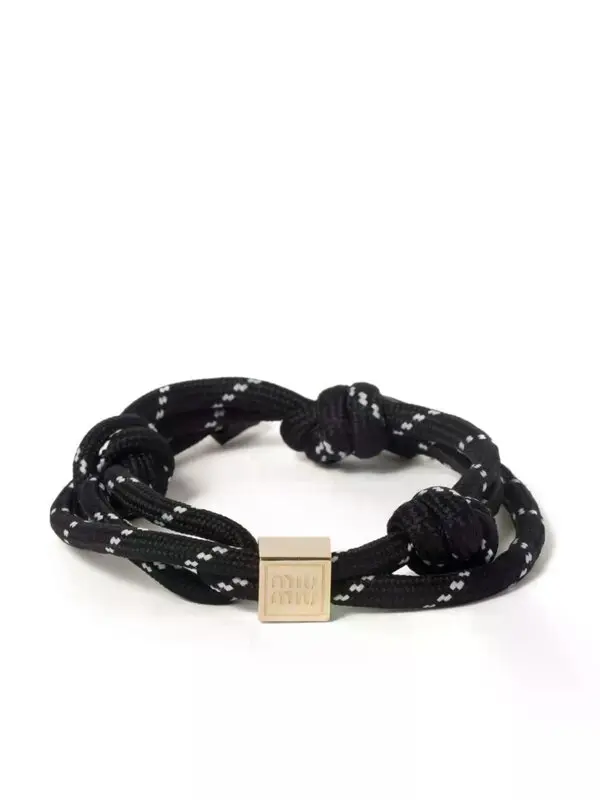Miu Miu Logo-charm Rope Bracelet - Black