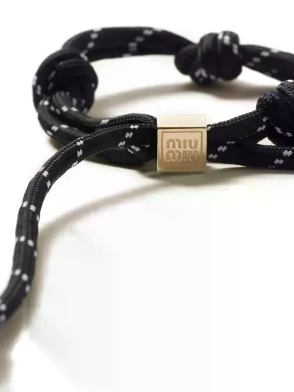 Miu Miu Logo Charm Rope Bracelet - Black