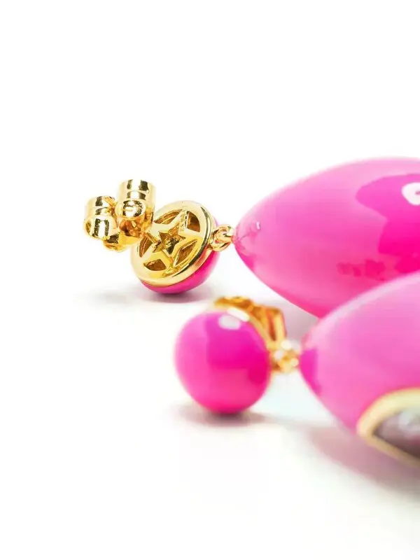 ESHVI Crystal Enamel Drop Earrings - Pink