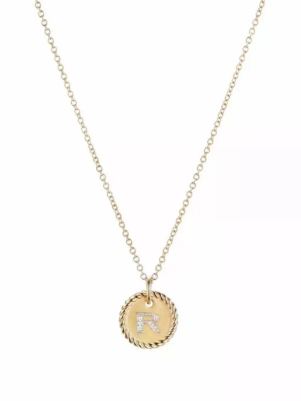 David Yurman 18kt Yellow Initial Diamond Necklace - Gold