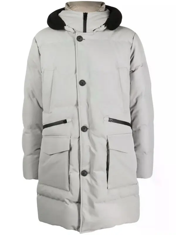 Woolrich Button-fastening Hooded Down Jacket - Neutrals