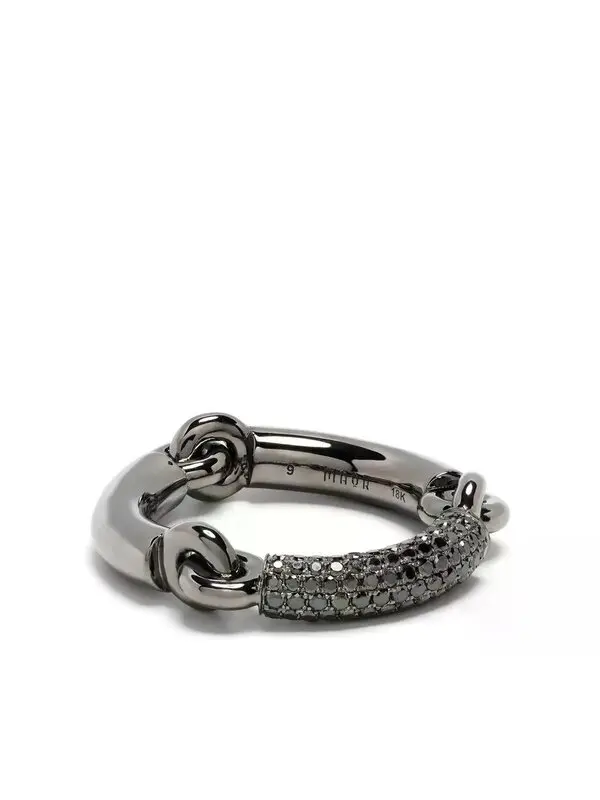 MAOR 18kt Gold Crystal Ring - Black