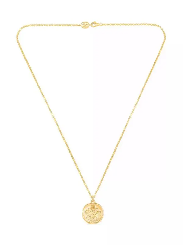 DOWER & HALL Lucky Sixpence Medallion Pendant Necklace - Gold