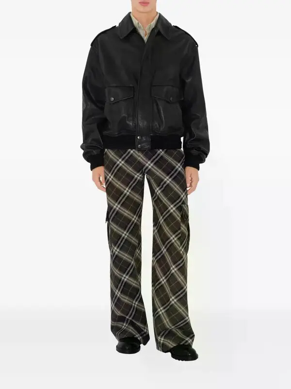 Burberry Checked Wool Tailored Trousers