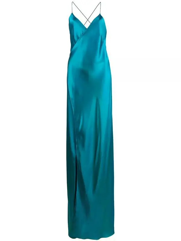 Michelle Mason Cross-strap Silk Wrap Gown