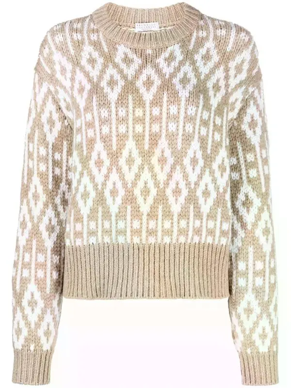 Brunello Cucinelli Crew Neck Printed Cashmere Jumper