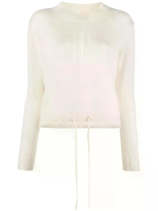 LISKA Cashmere Drawstring-hem Jumper - White
