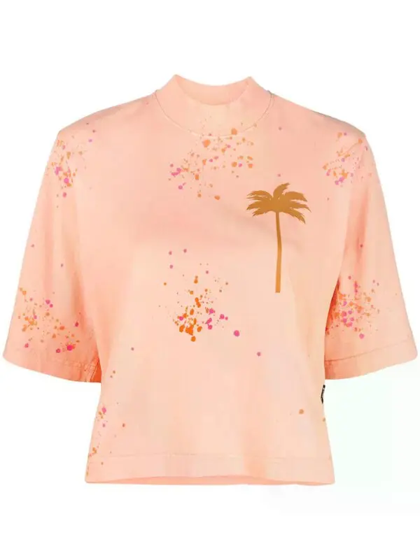 Palm Angels Pxp Palm Tree-print Cropped T-shirt