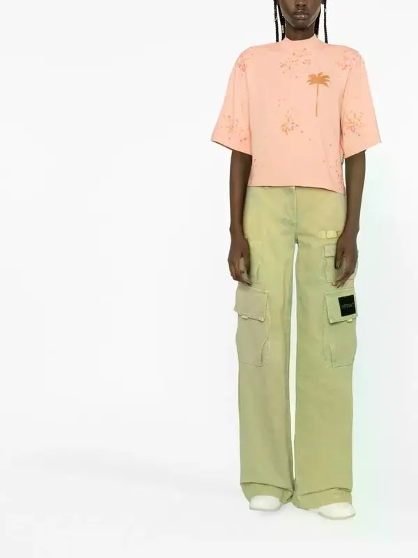 Palm Angels Pxp Palm Tree-print Cropped T-shirt