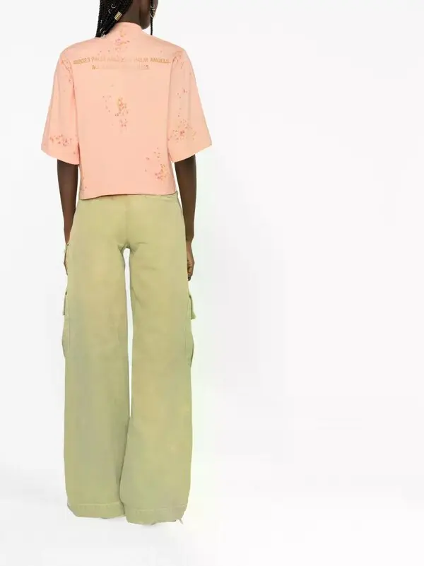 Palm Angels Pxp Palm Tree-print Cropped T-shirt
