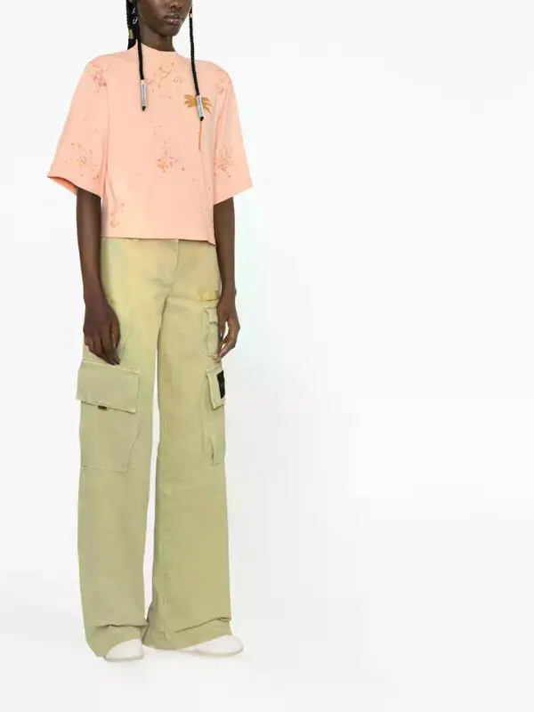 Palm Angels Pxp Palm Tree-print Cropped T-shirt
