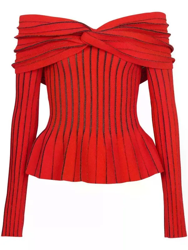 Balmain Knotted Off-shoulder Top