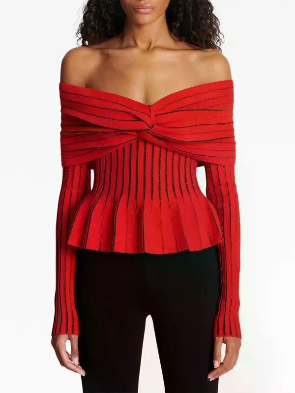 Balmain Knotted Off-shoulder Top