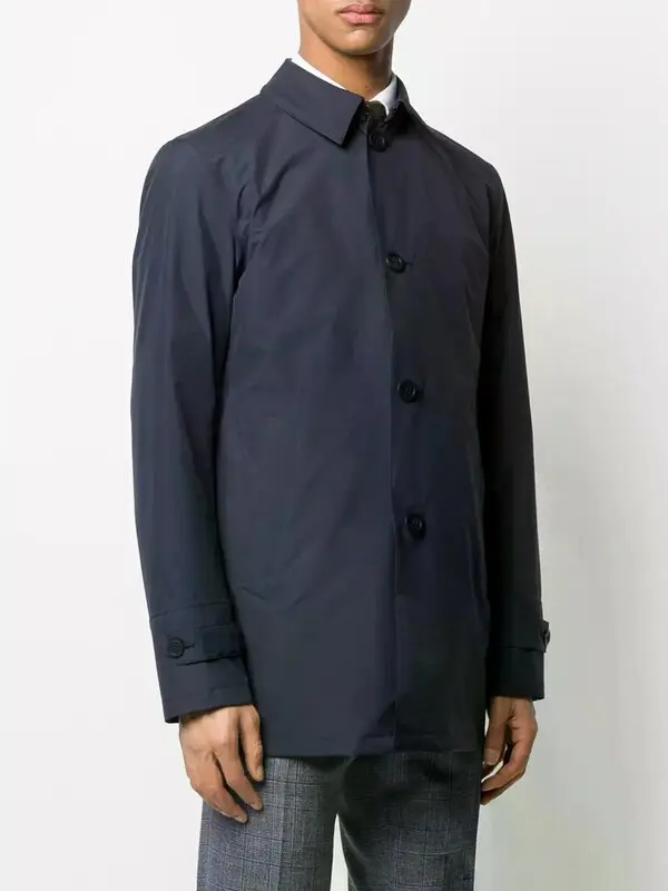 Herno Point-collar Button-through Coat - Blue