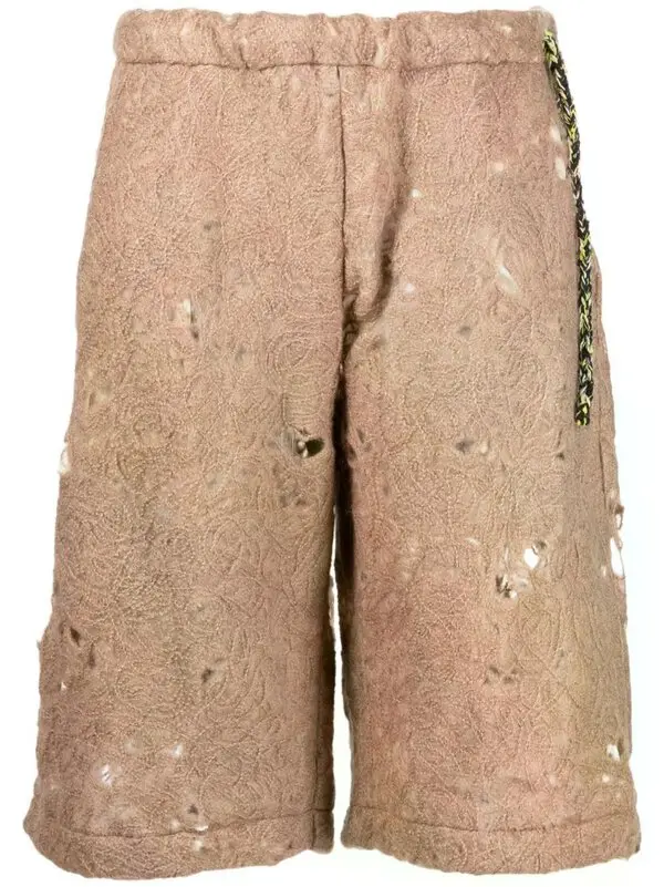 VITELLI Distressed Open-knit Shorts