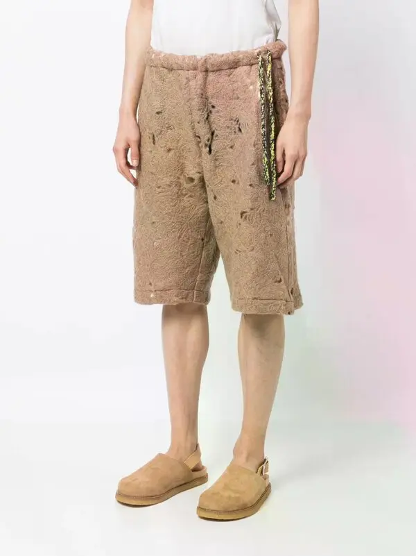 VITELLI Distressed Open-knit Shorts