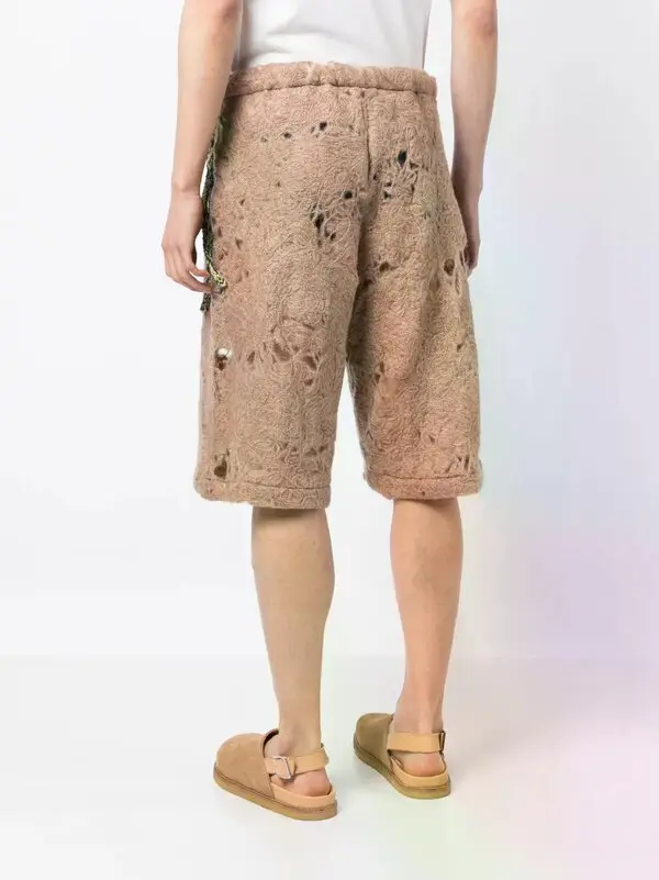 VITELLI Distressed Open-knit Shorts