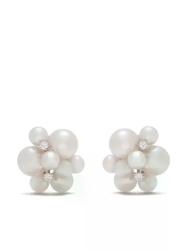 TASAKI 18kt White Gold Akoya Pearl Earrings - Silver