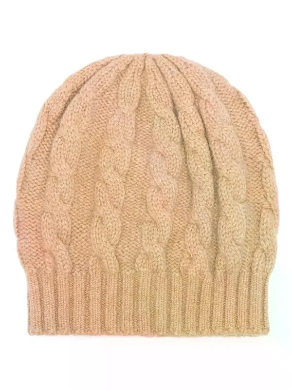 BLANCA VITA Cable-knit Beanie - Brown