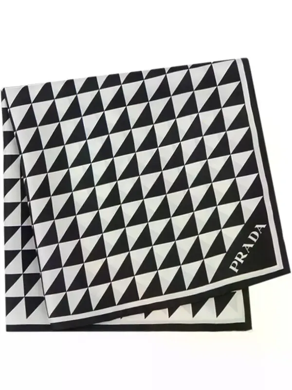 Prada Triangle-logo Twill Scarf - Black