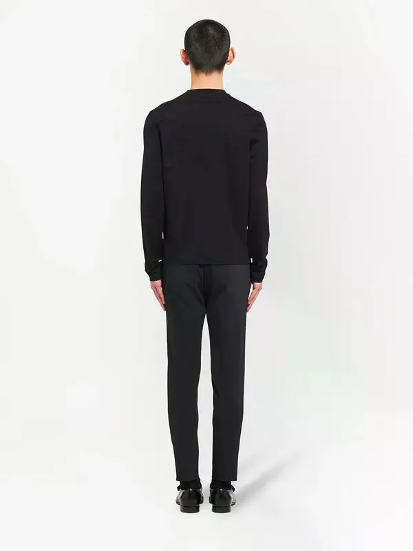 Prada Embroidered Logo Long-sleeve T-shirt