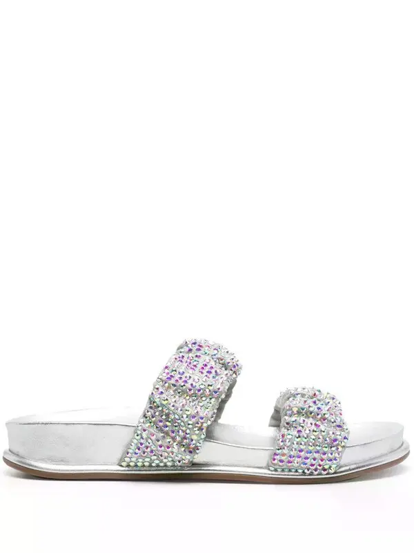 LE SILLA Pool Side Leather Sandals - Silver