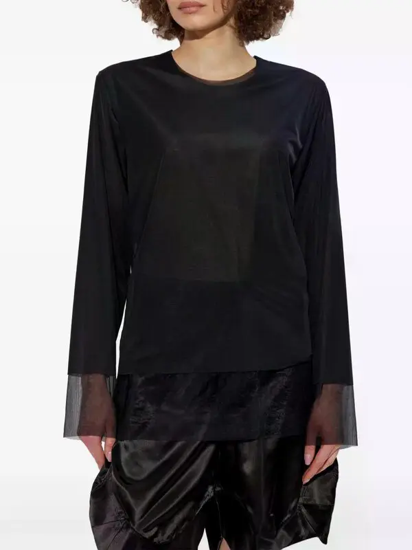 Comme Des Garçons Semi-sheer Layered Blouse - Black