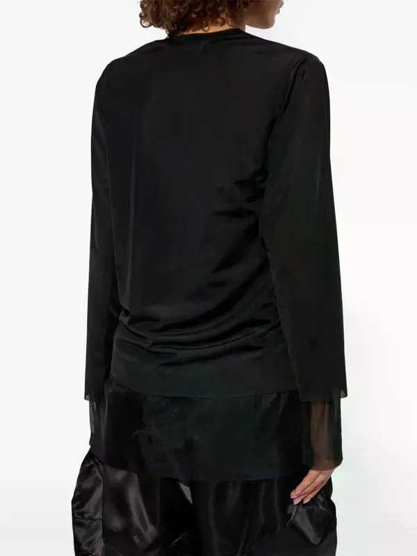 Comme Des Garçons Semi-sheer Layered Blouse - Black