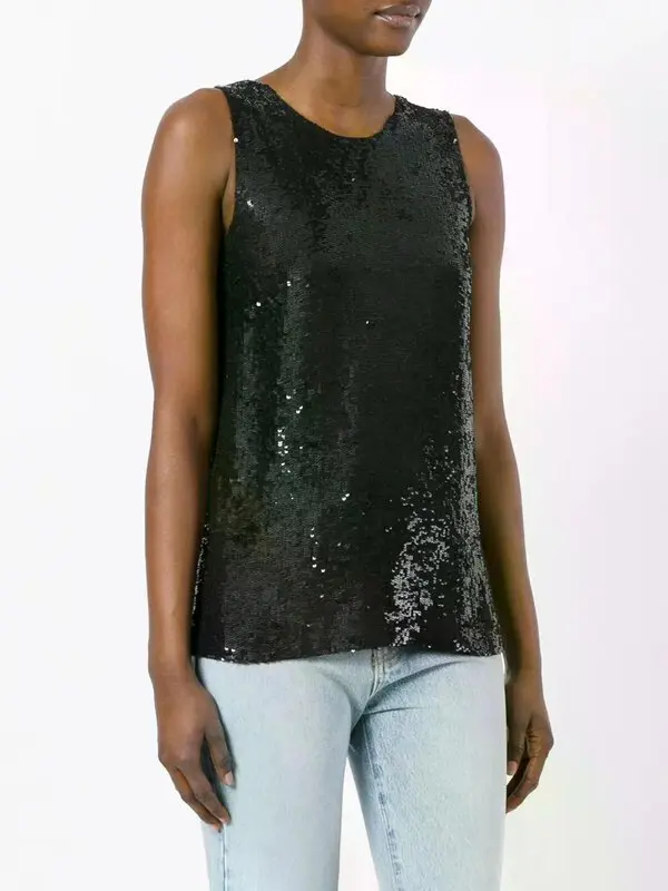 P.a.r.o.s.h Sequin-embellished Tank Top - Black