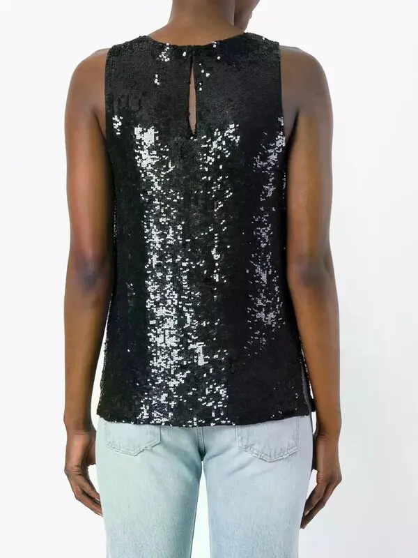 P.a.r.o.s.h Sequin-embellished Tank Top - Black